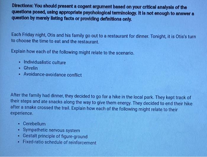 Solved Directions: You should present a cogent argument | Chegg.com