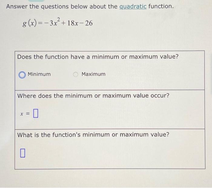Solved Answer The Questions Below About The Quadratic