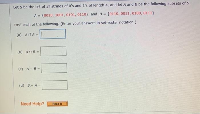 Solved Let S be the set of all strings of O's and 1's of | Chegg.com