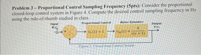 Solved Problem 3 - Proportional Control Sampling Frequency | Chegg.com Solved Problem 3 - Proportional Control Sampling Frequency | Chegg.com
