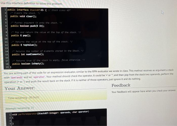 Use this interface definition to solve this problem. | Chegg.com
