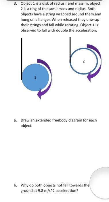 Solved 3. Object 1 is a disk of radius r and mass m, object | Chegg.com
