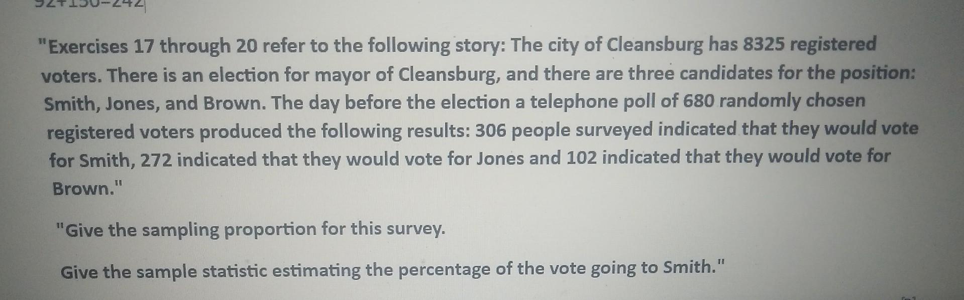 Solved "Exercises 17 through 20 refer to the following | Chegg.com