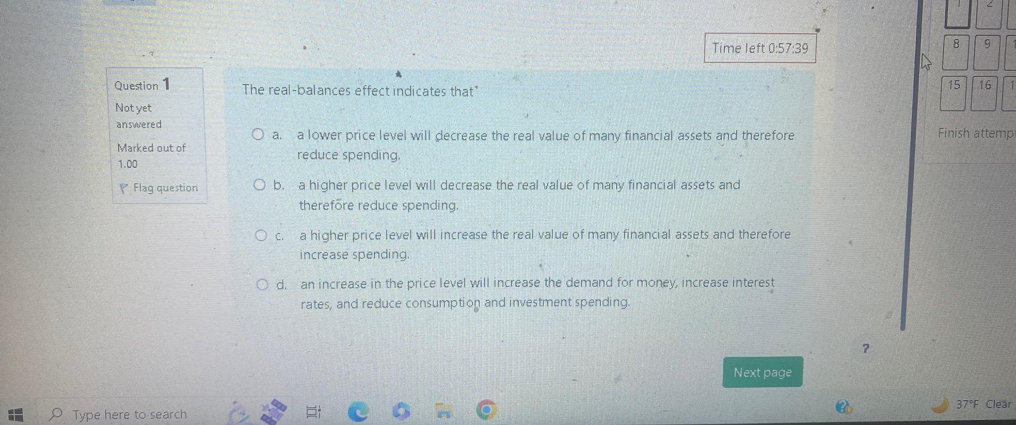 Solved Time left 0:57:39Question 1Notyet answeredMarked out | Chegg.com