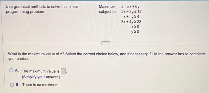 Solved Use graphical methods to solve this linear | Chegg.com
