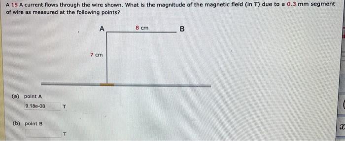 Solved A 15 A current flows through the wire shown. What is | Chegg.com