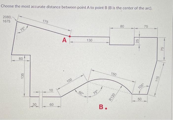 Solved Choose the most accurate distance between point A to | Chegg.com