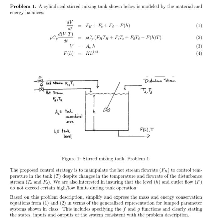 Solved Problem 1. A cylindrical stirred mixing tank shown | Chegg.com