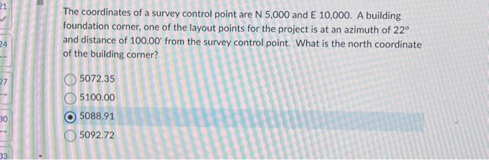 Solved The coordinates of a survey control point are N5,000 | Chegg.com