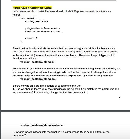 Solved Part I: Revisit References (2 pts) Let's take a | Chegg.com