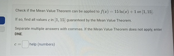 Solved Check if the Mean Value Theorem can be applied to | Chegg.com