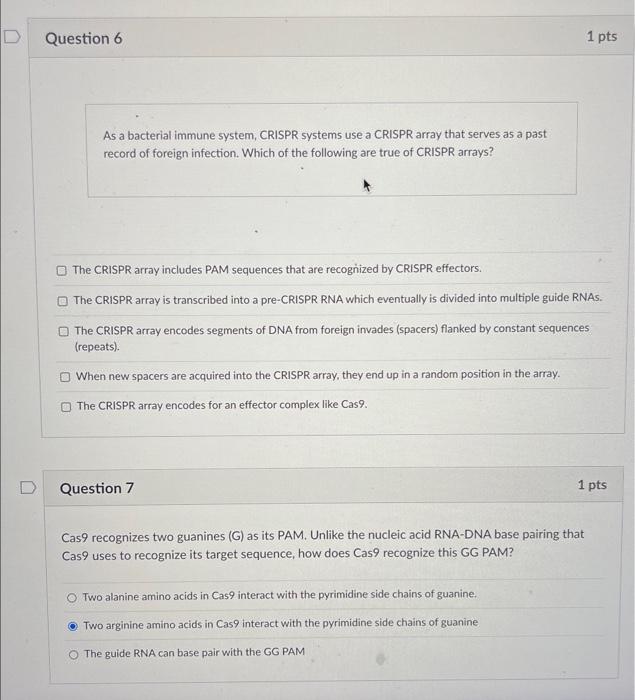 Solved As a bacterial immune system, CRISPR systems use a | Chegg.com