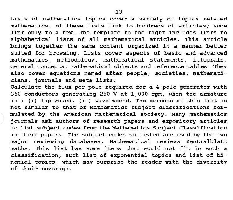 13 Lists of mathematics topics cover a variety of | Chegg.com