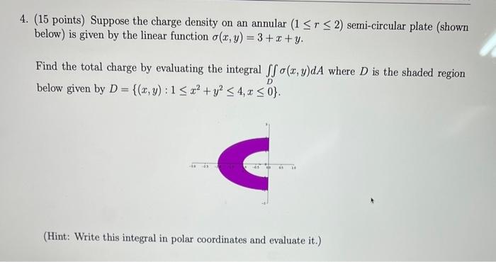 Solved (15 points) Suppose the charge density on an annular | Chegg.com
