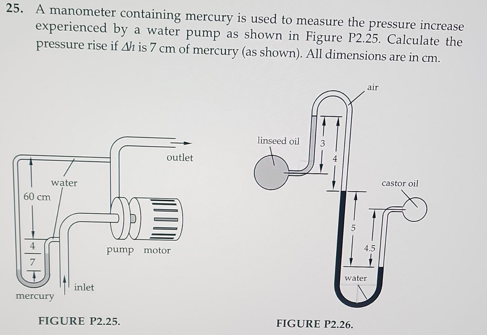 Solved 5. A manometer containing mercury is used to measure | Chegg.com
