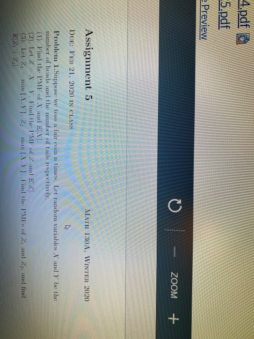 Problem 1. Suppose we toss a fair coin n times. Let | Chegg.com