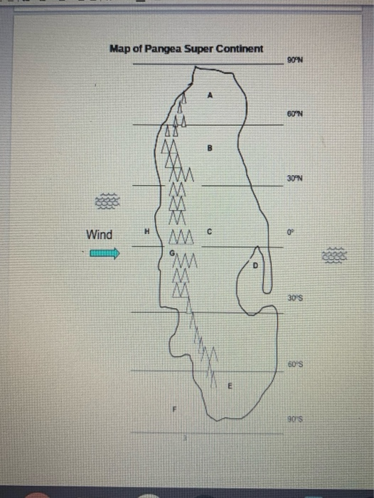 Map of Pangea Super Continent $ Wind 9075 4. What | Chegg.com
