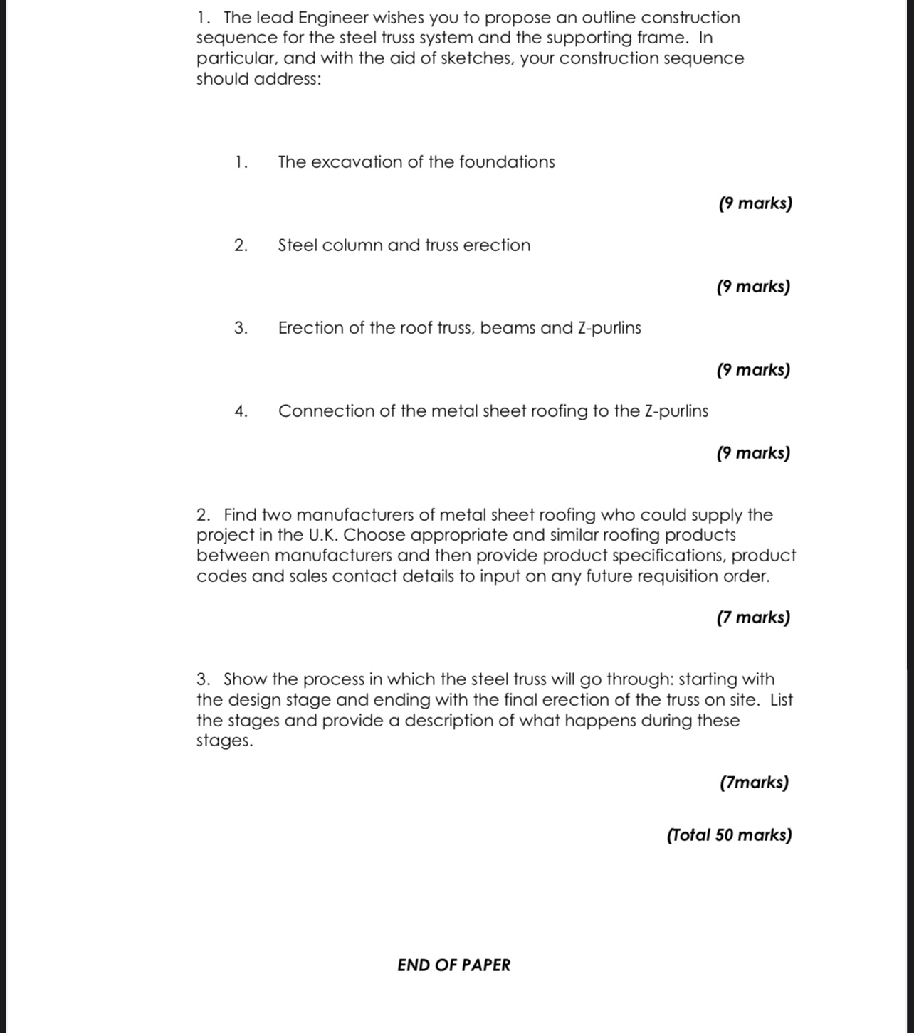 Solved The lead Engineer wishes you to propose an outline | Chegg.com