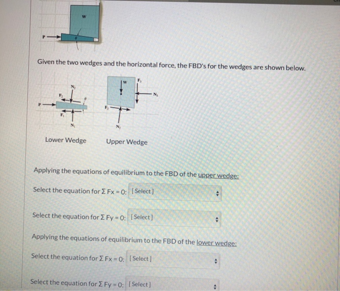 Solved Given the two wedges and the horizontal force, the | Chegg.com