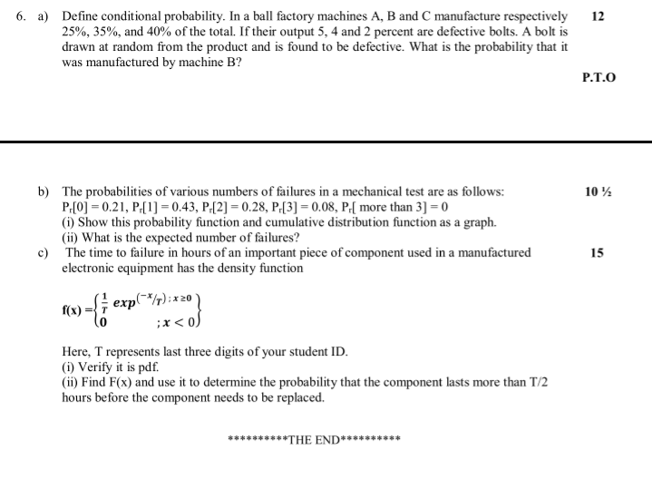 Solved 12 6. a) Define conditional probability. In a ball | Chegg.com