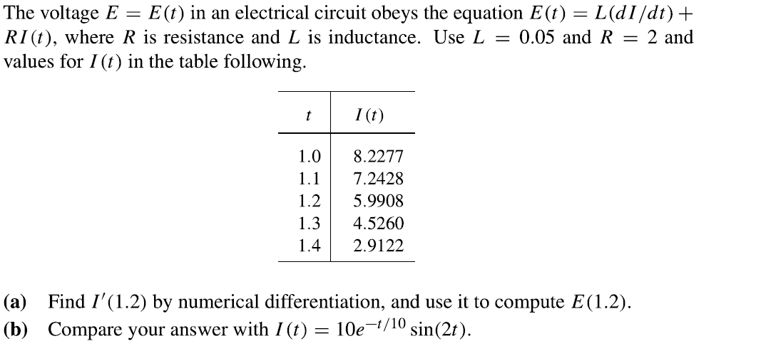Solved The voltage E=E(t) ﻿in an electrical circuit obeys | Chegg.com
