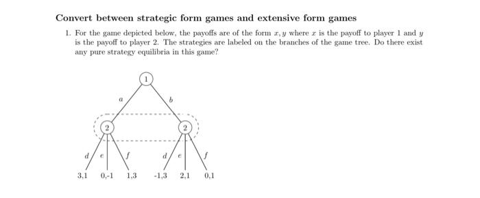 Solved Convert between strategic form games and extensive | Chegg.com