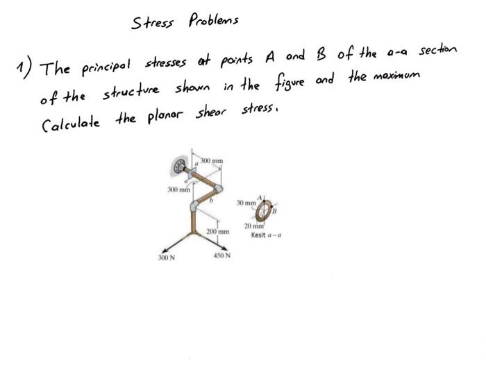 Solved Stress Problems 1) The principal stresses at points A | Chegg.com