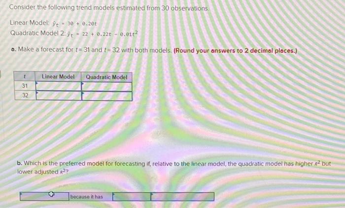 Solved Consider the following trend models estimated from 30 | Chegg.com