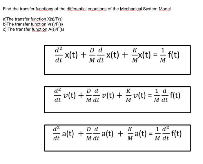 Solved Find the transfer functions of the differential | Chegg.com