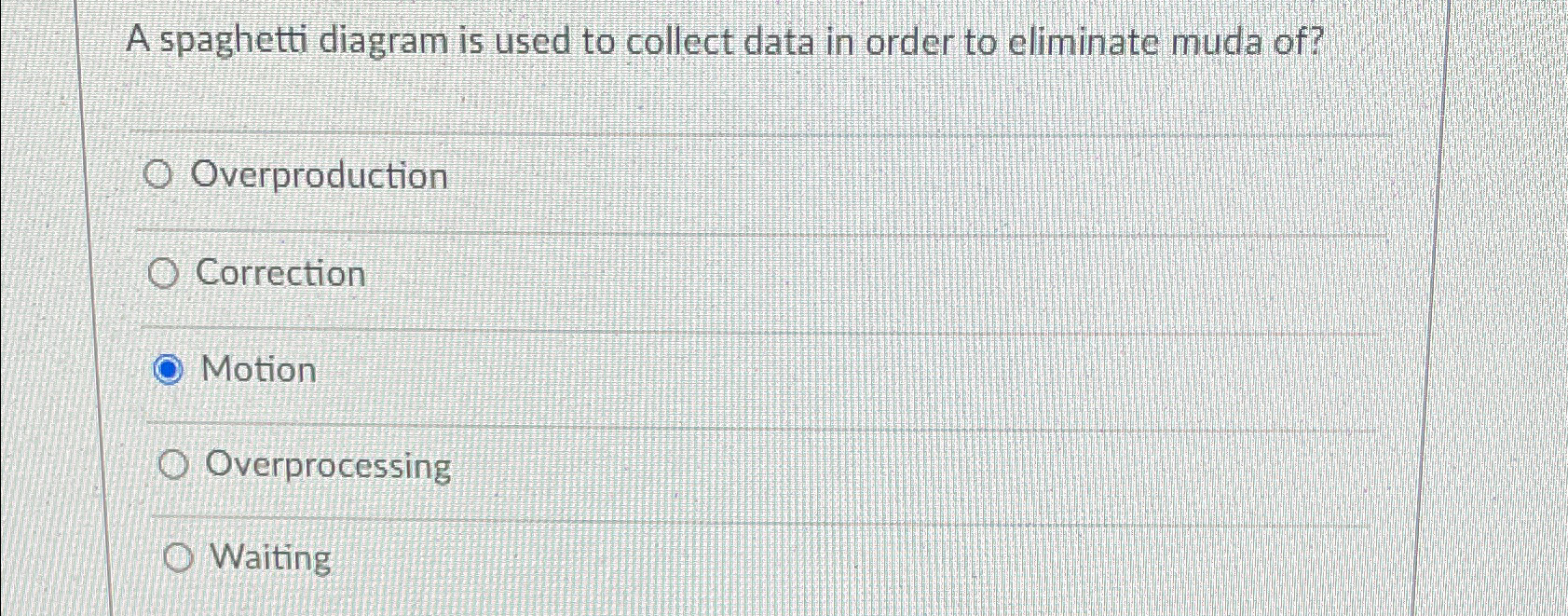 Solved A spaghetti diagram is used to collect data in order | Chegg.com