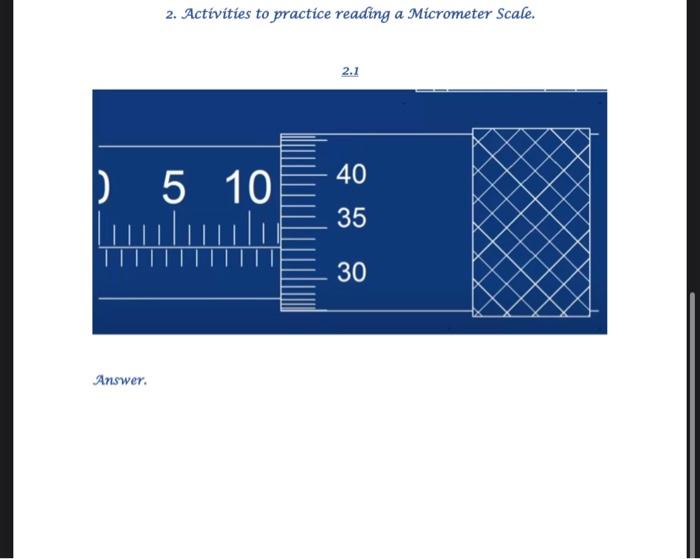 Solved I. Activities to practice reading a Vernier Caliper | Chegg.com