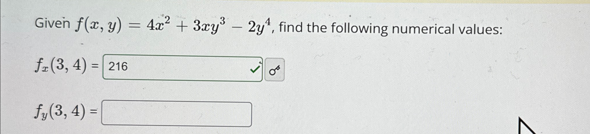 Solved Given f(x,y)=4x2+3xy3-2y4, ﻿find the following | Chegg.com