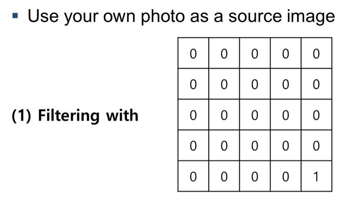 Solved - Use your own photo as a source image (1) Filtering | Chegg.com