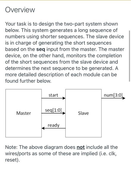 Overview Your task is to design the two-part system | Chegg.com