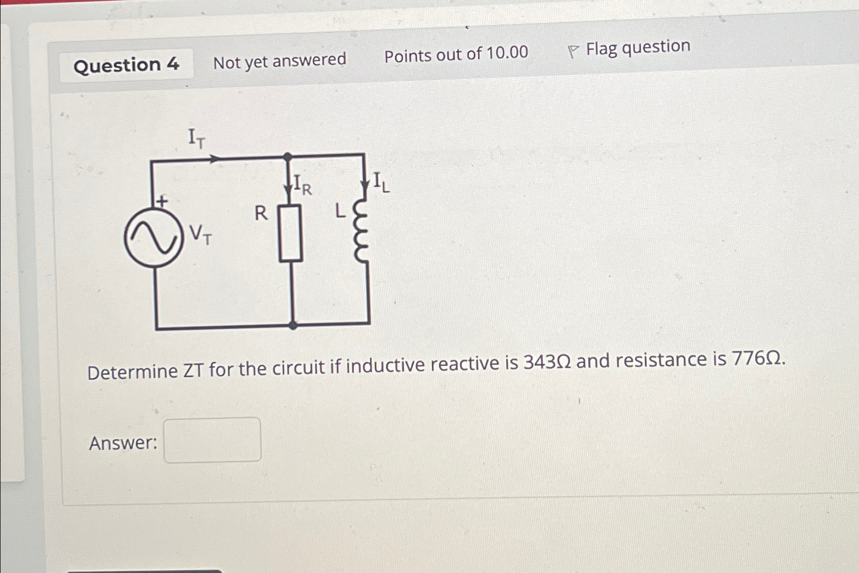 Solved Determine ZT for the circuit if inductive reactive is | Chegg.com
