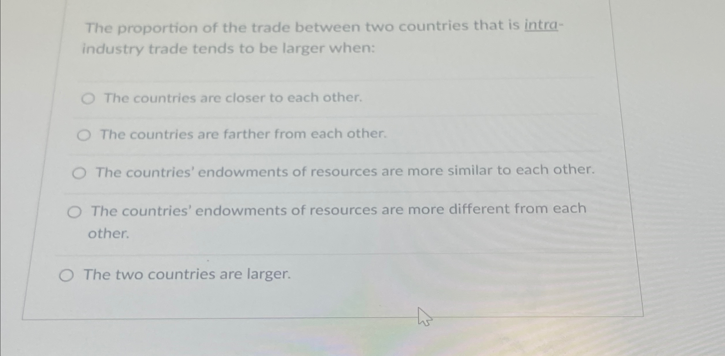 Solved The proportion of the trade between two countries | Chegg.com