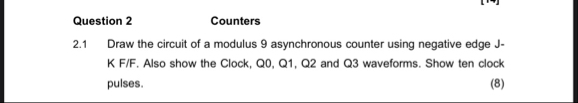 Solved Question 2Counters2.1 ﻿Draw the circuit of a modulus | Chegg.com