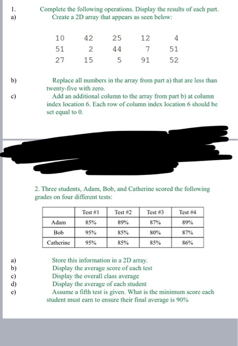 Solved Complete the following operations. Display the | Chegg.com