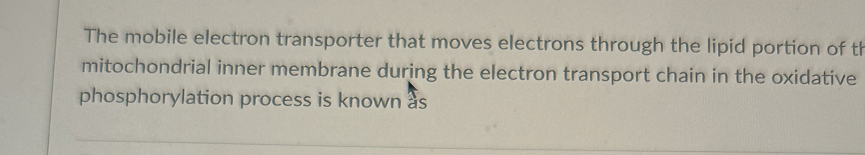 Solved The mobile electron transporter that moves electrons | Chegg.com