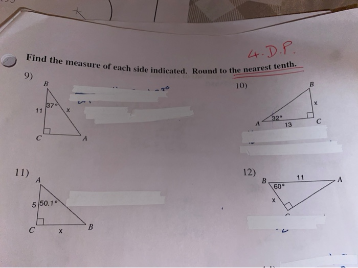 Solved Find a measure of each side indicated and round to | Chegg.com