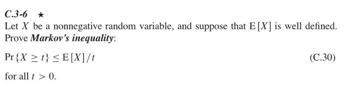 Solved C.3-6 * Let X be a nonnegative random variable, and | Chegg.com