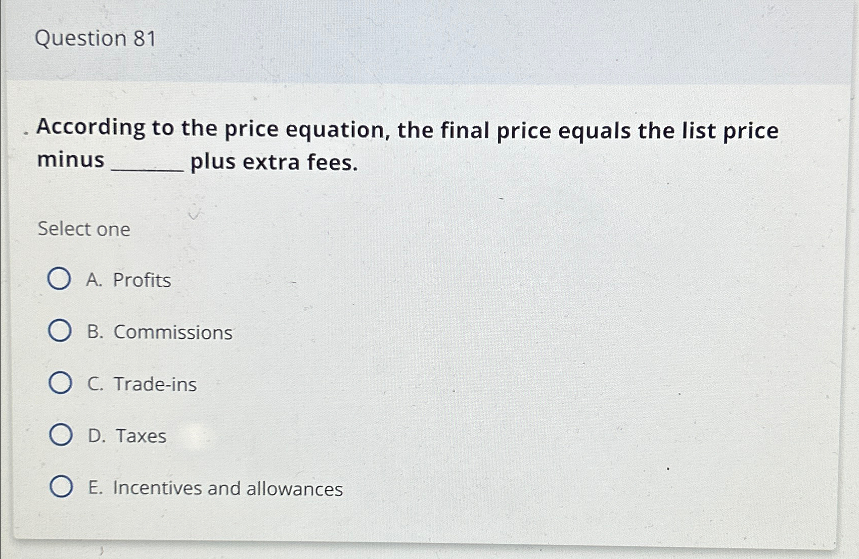 Solved Question 81According to the price equation, the final | Chegg.com