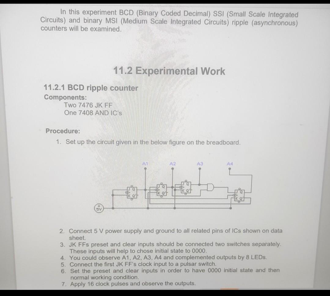 Solved In this experiment BCD (Binary Coded Decimal) SSI | Chegg.com