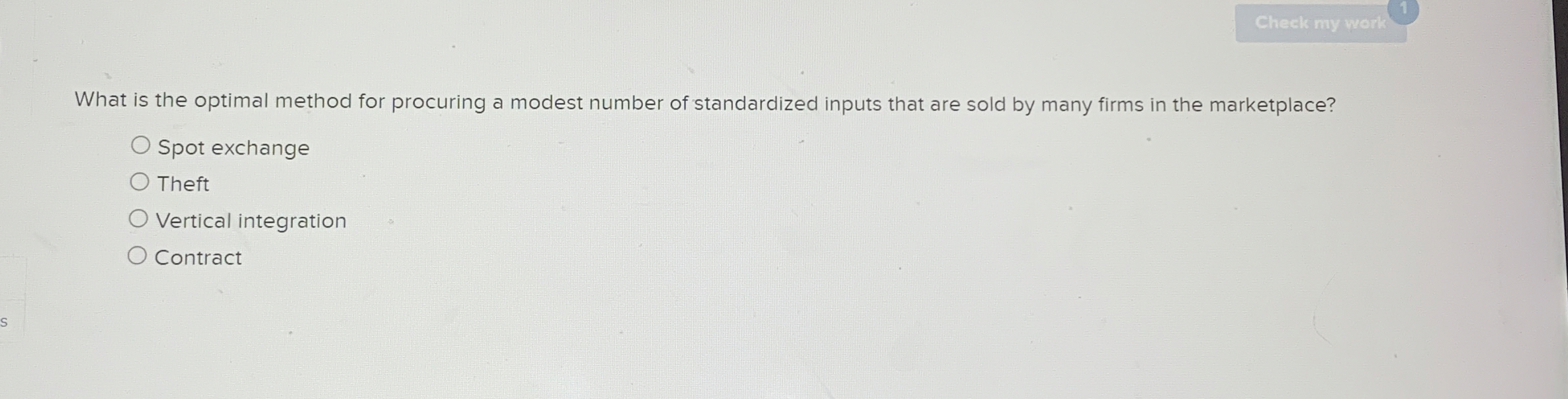Solved Check my workWhat is the optimal method for procuring | Chegg.com