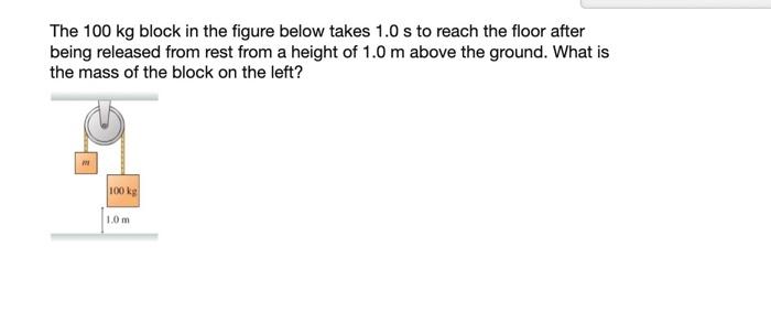 Solved The 100 kg block in the figure below takes 1.0 s to | Chegg.com