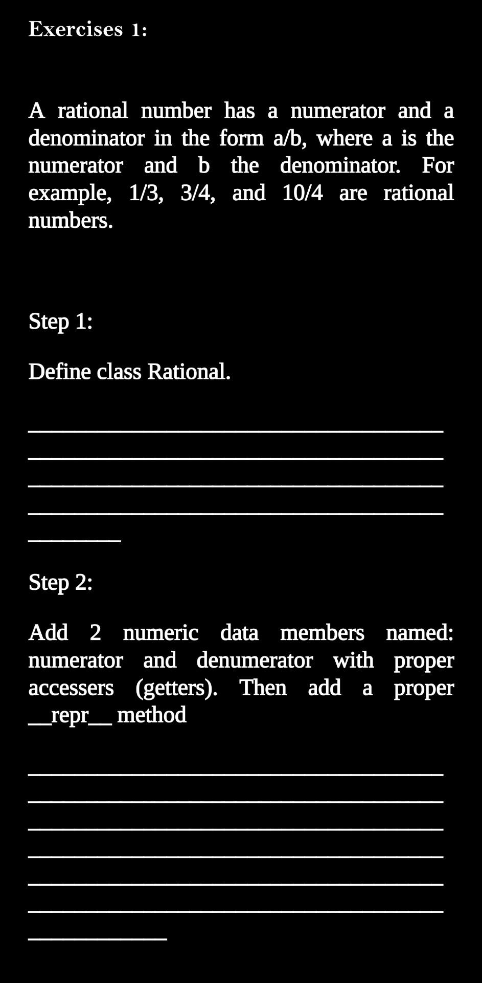 Solved Exercises 1: A rational number has a numerator and a | Chegg.com