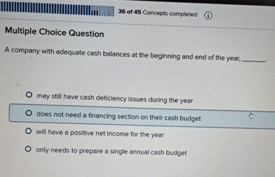 Solved 36 ﻿of 45 ﻿Concepts completedMultiple Choice | Chegg.com