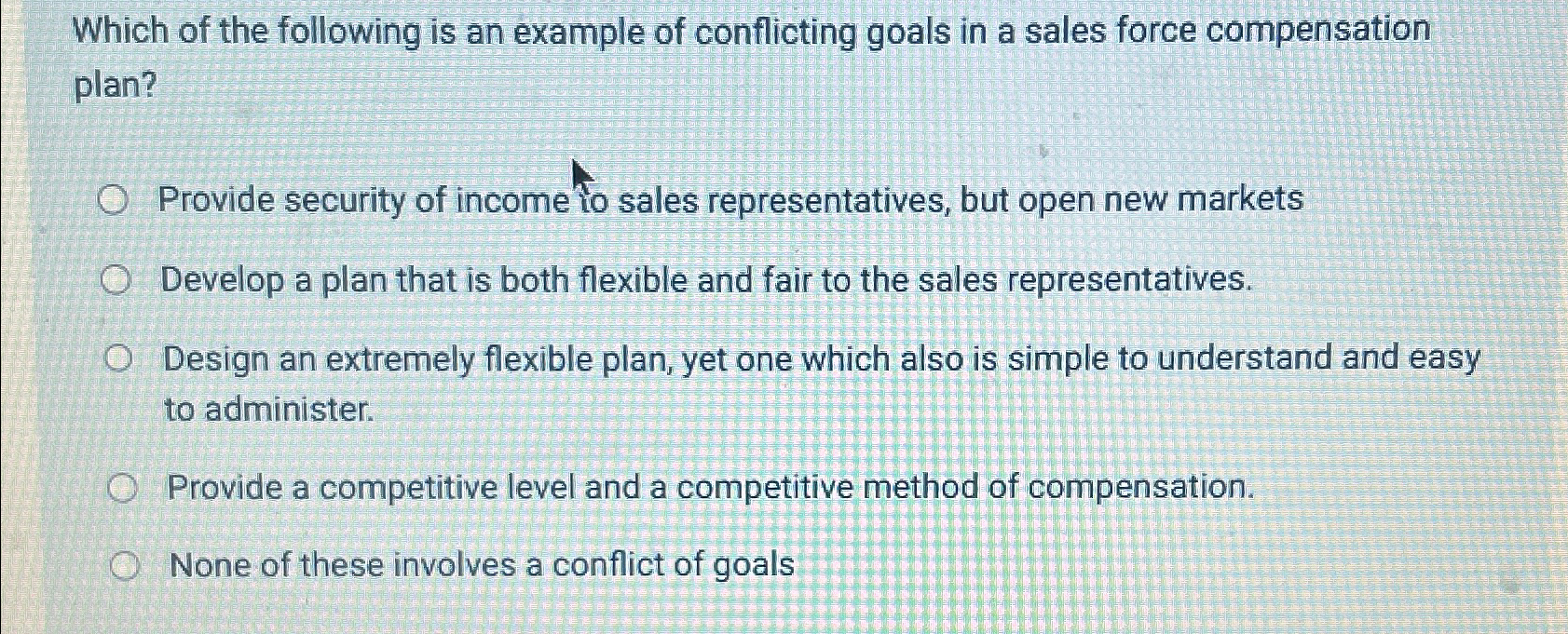 Solved Which of the following is an example of conflicting | Chegg.com