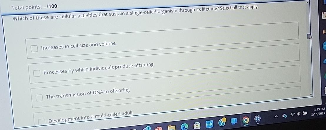 Solved Total points: -100Which of these are cellular | Chegg.com