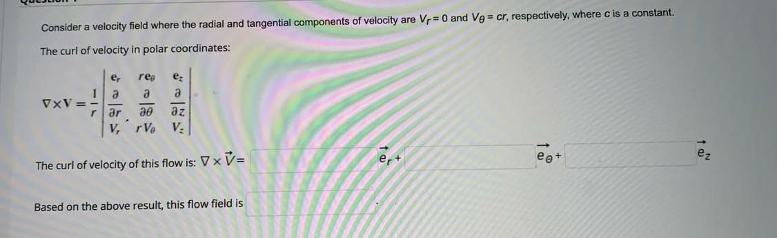 Solved Consider a velocity field where the radial and | Chegg.com